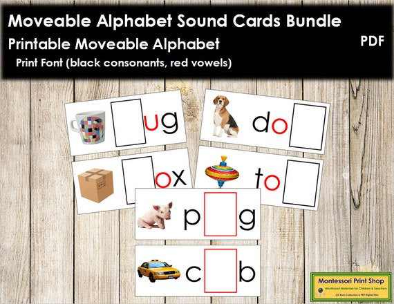 Montessori Moveable Alphabet Sound Cards Bundle Black/red | Etsy