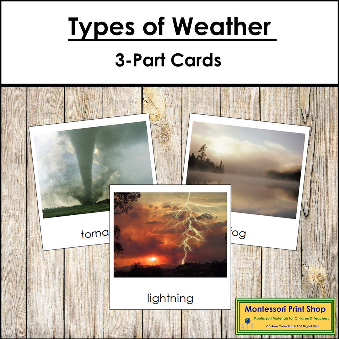 Types of Weather Nomenclature 3-part Cards - Science - Printable ...