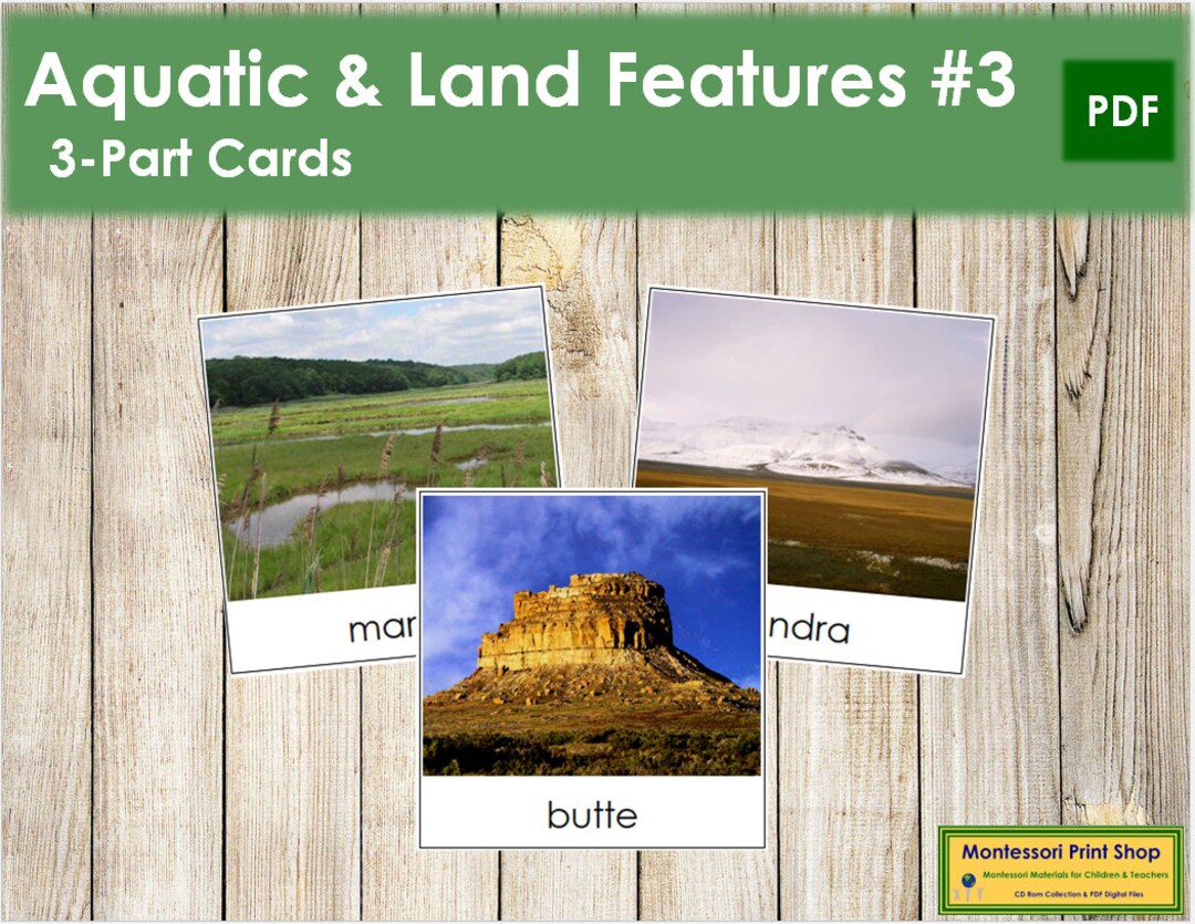 Aquatic & Land Features 3-part Cards Set 3 Geography - Etsy