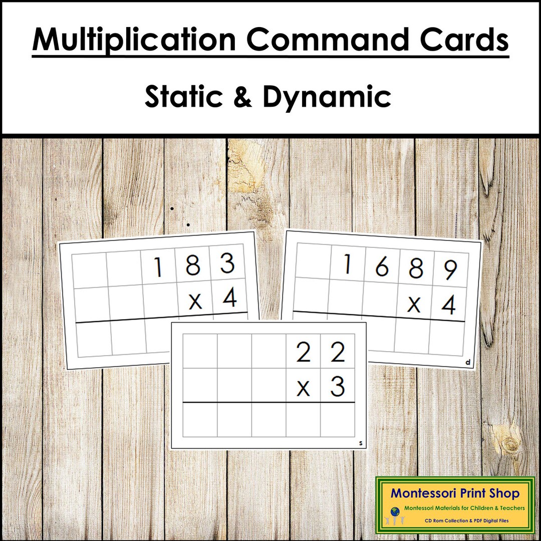 Montessori Multiplication Command Cards - [static & Dynamic] - Math ...