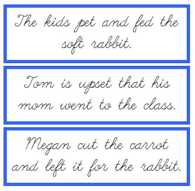 Montessori Blue Phonetic Language Series Bundle CURSIVE | Etsy