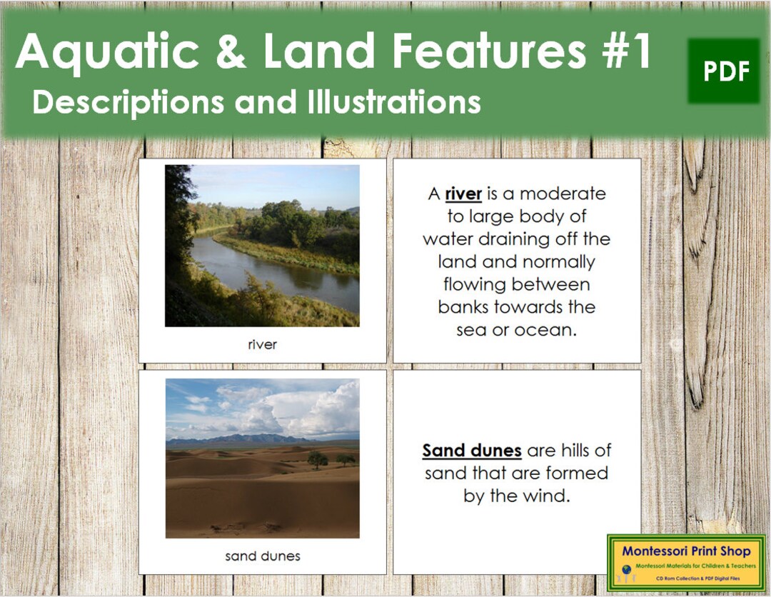 Aquatic & Land Features Book Set 1 Montessori Geography - Etsy