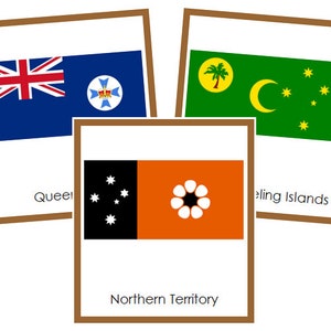 Flags of Australia (color-coded) - Montessori Continent Cards ...