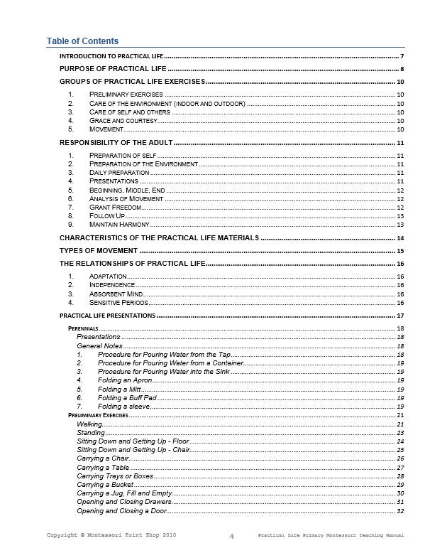 Primary Montessori Teaching Manuals Bundle Practical Life - Etsy