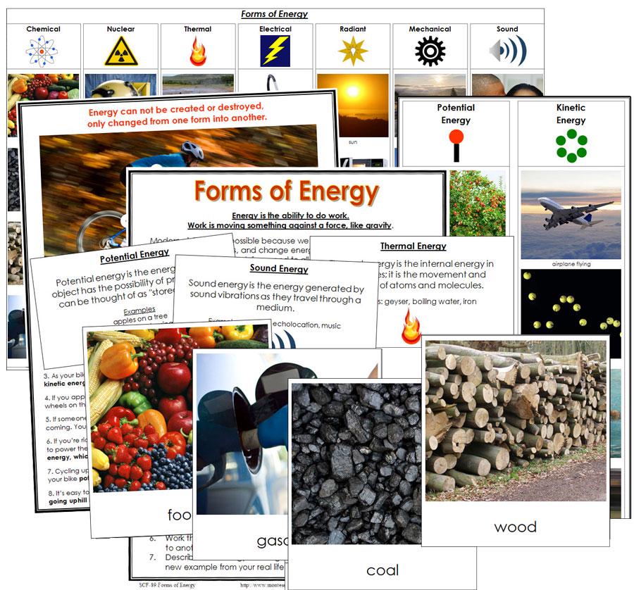 Forms of Energy Sorting Cards & Charts - Montessori Science Activity ...