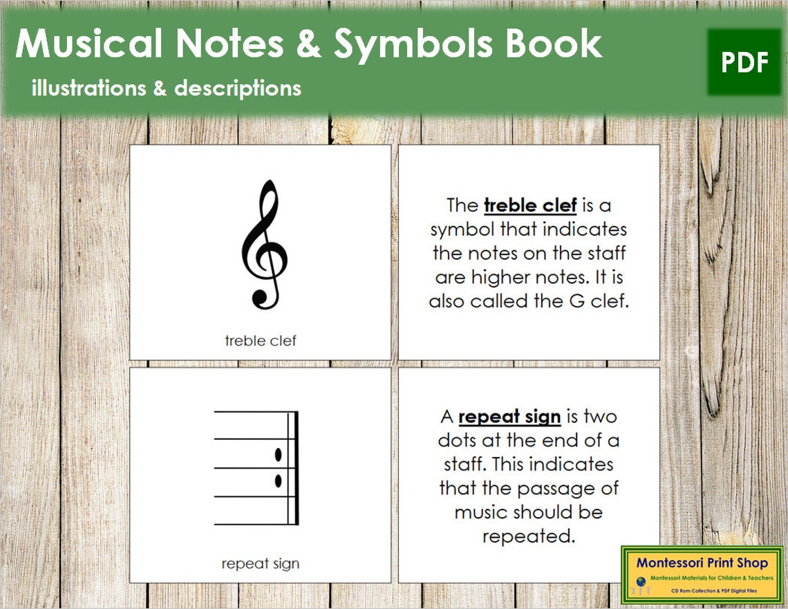 Musical Notes & Symbols Book Music Nomenclature Printable | Etsy