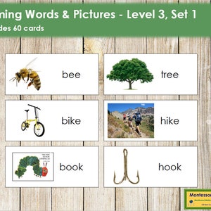Rhyming Words & Pictures Level 3 Set 1 Montessori Language - Etsy