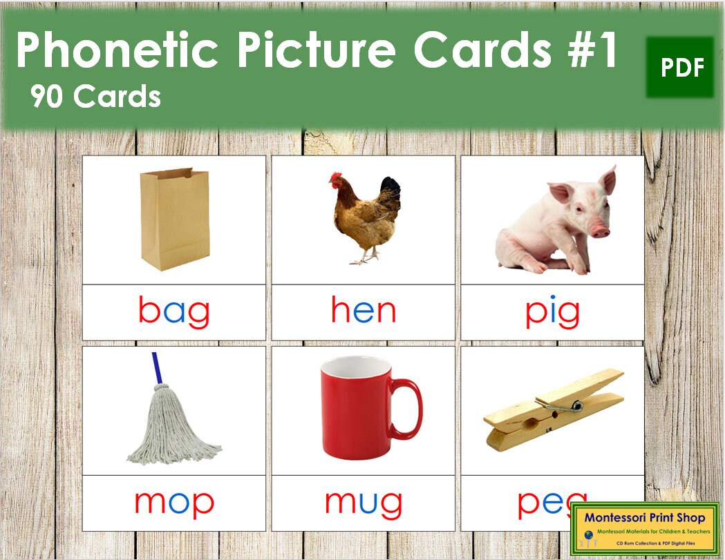 Phonetic Picture Cards Level 1 Montessori Language - Etsy
