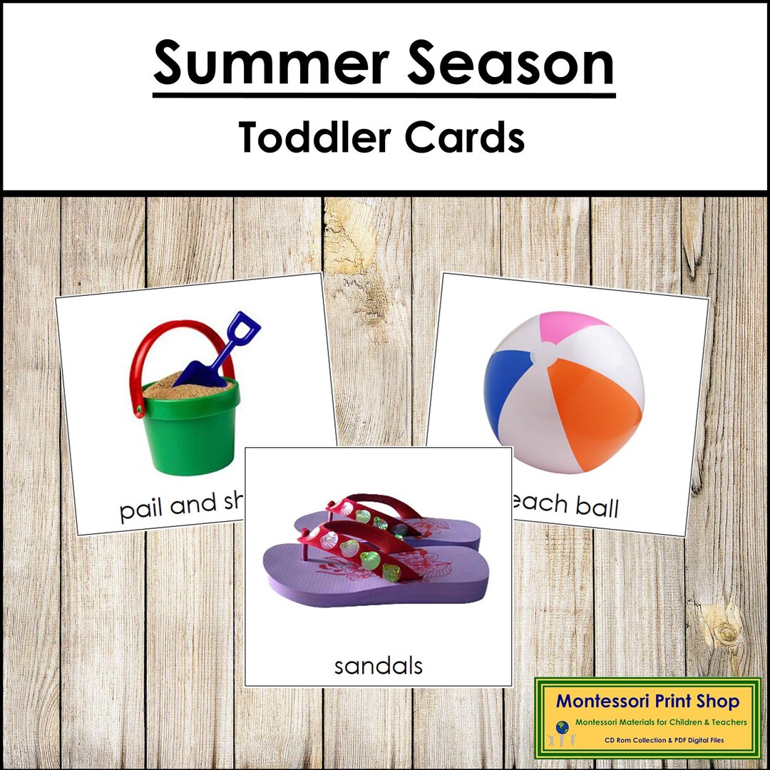 Summer Season Cards - Printable Toddler Montessori Material (digital ...