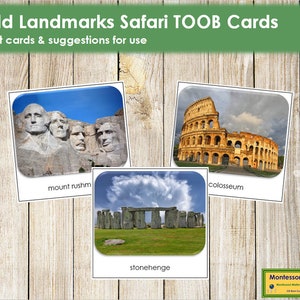 World Landmarks Safari TOOB Cards Printable Montessori Cards - Etsy