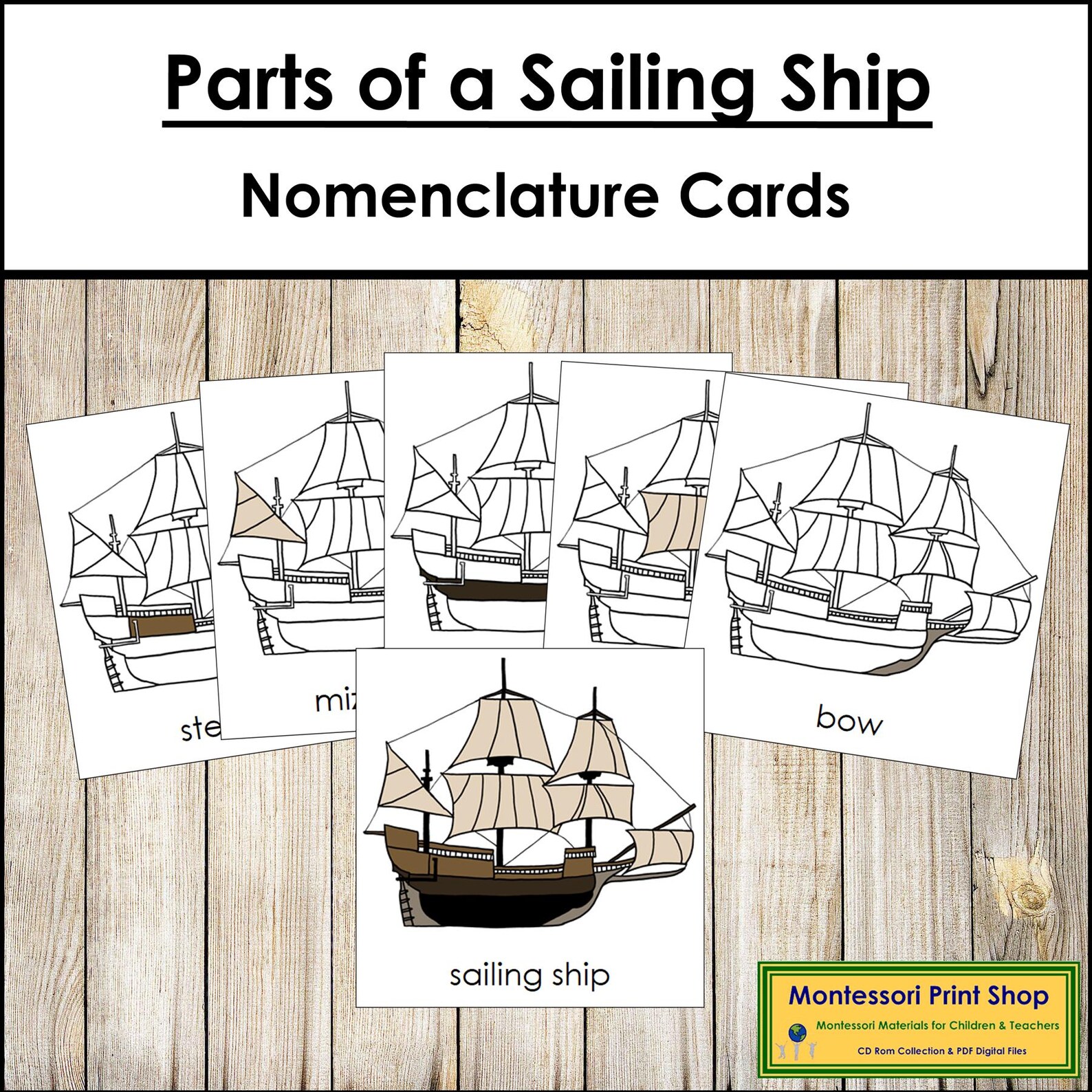 Parts of a Sailing Ship Nomenclature 3-part Cards & Blackline Master ...