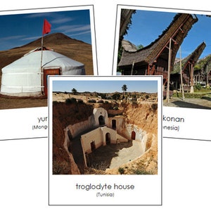 Homes Around the World 3-part Cards - Montessori Social Studies ...