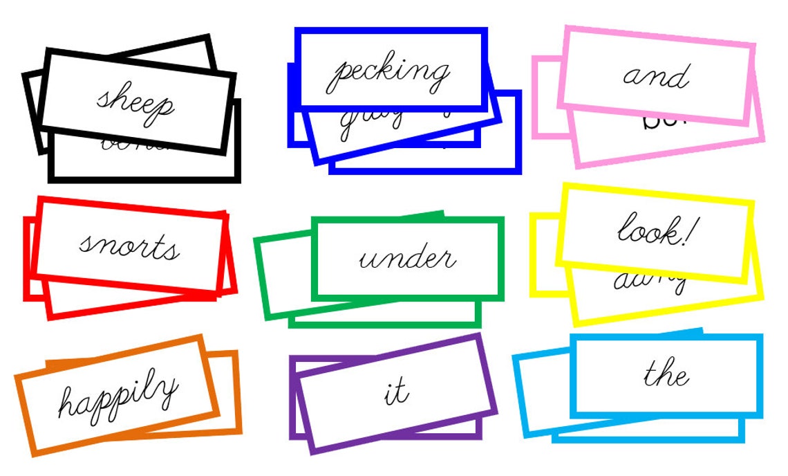 Montessori Farm Game Labels color-coded CURSIVE Montessori - Etsy