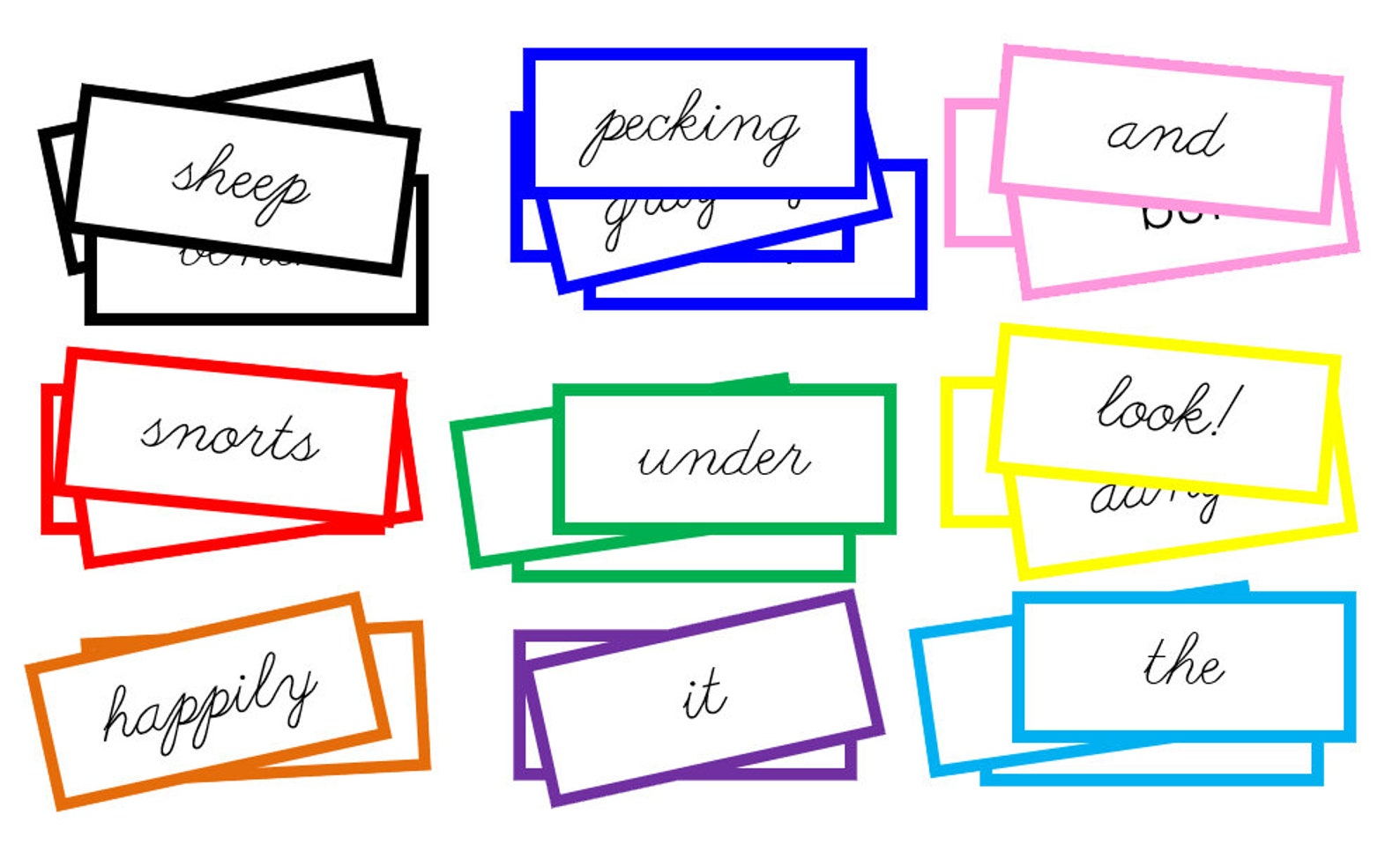 Montessori Farm Game Labels color-coded CURSIVE Montessori - Etsy