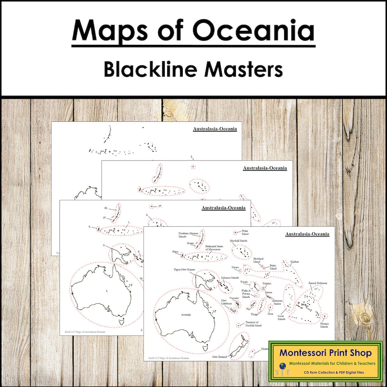Oceania Map & Masters Montessori Geography Printable Montessori ...