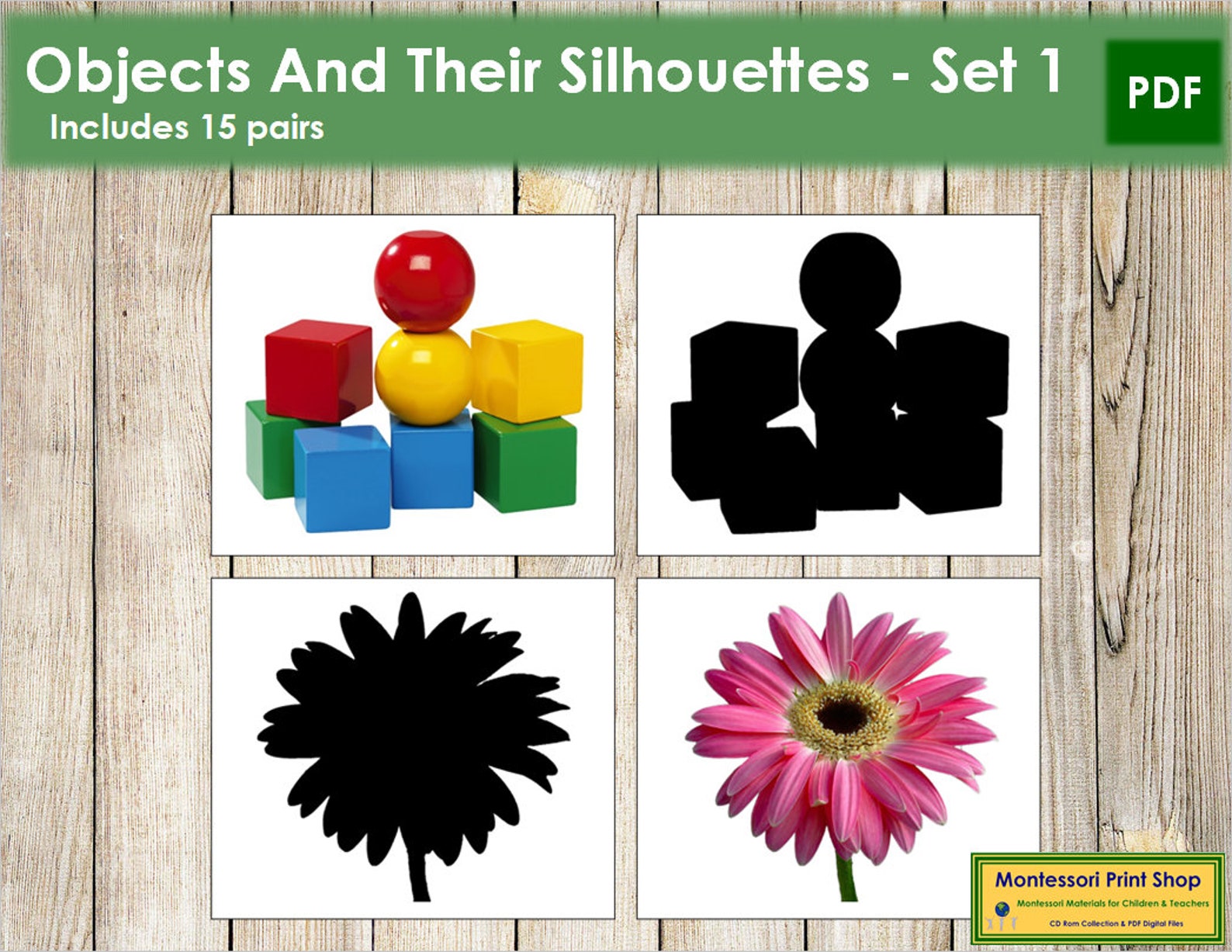 Silhouette Matching Cards Set 1 objects Printable Toddler | Etsy