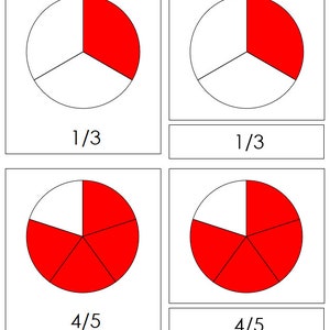 Fractions 3-part Cards - Montessori Math (digital Download) - Etsy