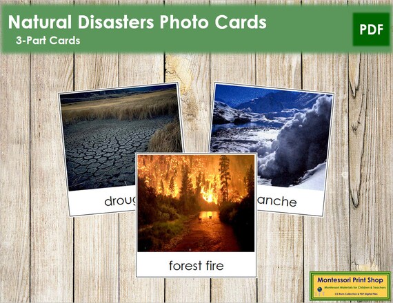 Natural Disasters Nomenclature 3-part Cards Science | Etsy
