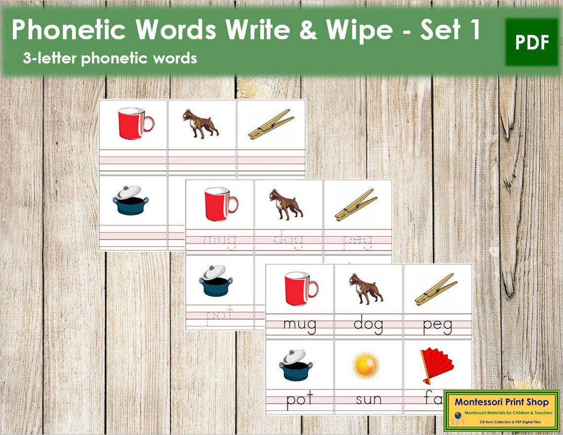 Phonetic Words Write & Wipe Set 1 Phonics Language | Etsy