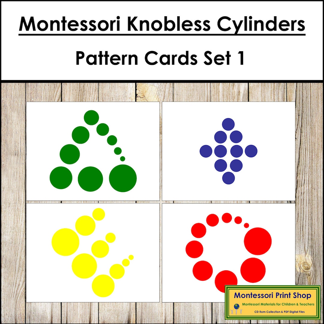 Montessori Knobless Cylinder Pattern Cards [set 1] - Sensorial Activity ...