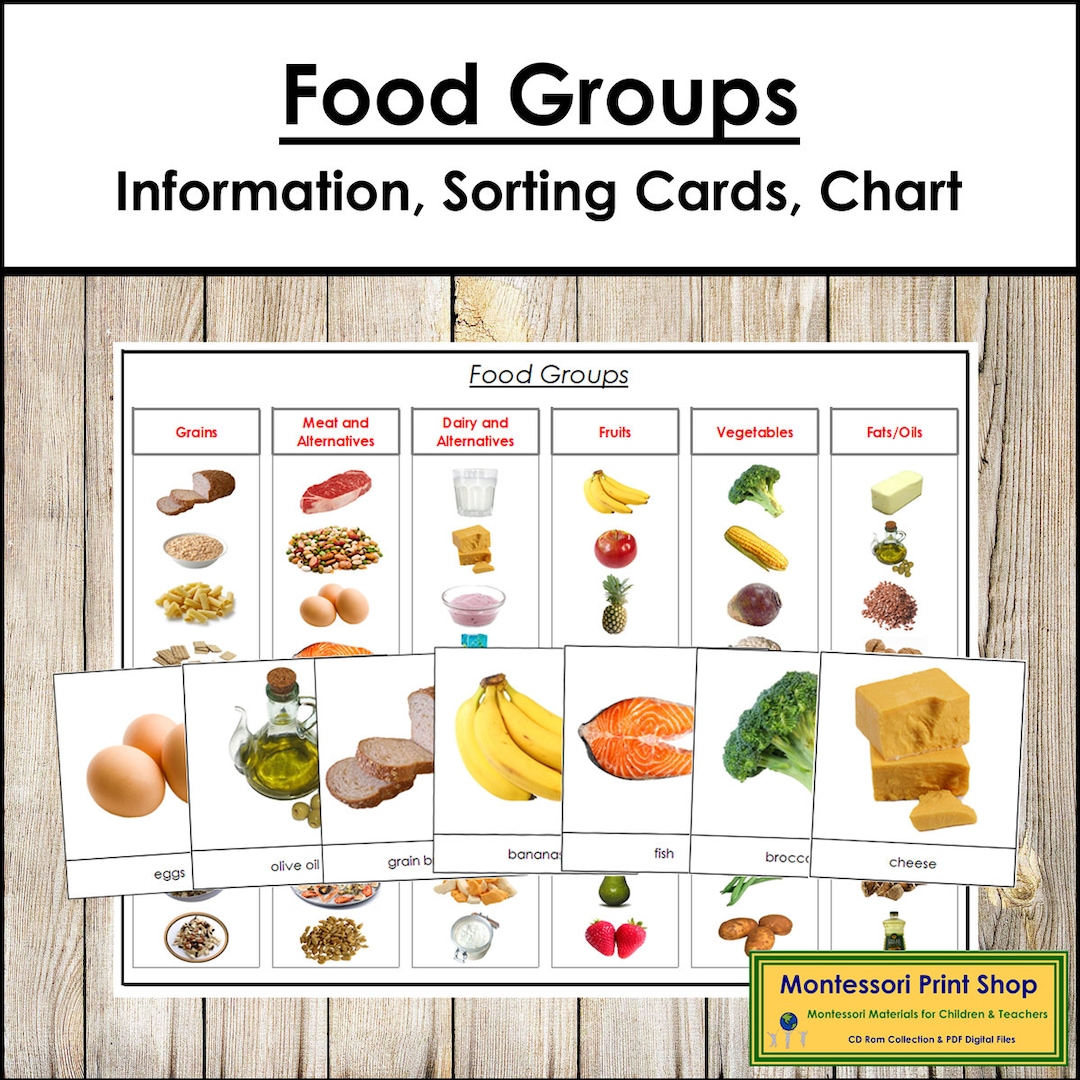 Food Groups Sorting Cards & Chart - Montessori Nutrition Activity ...