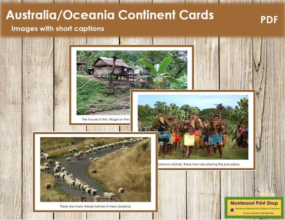 Australia/oceania Continent Cards color-coded Montessori | Etsy