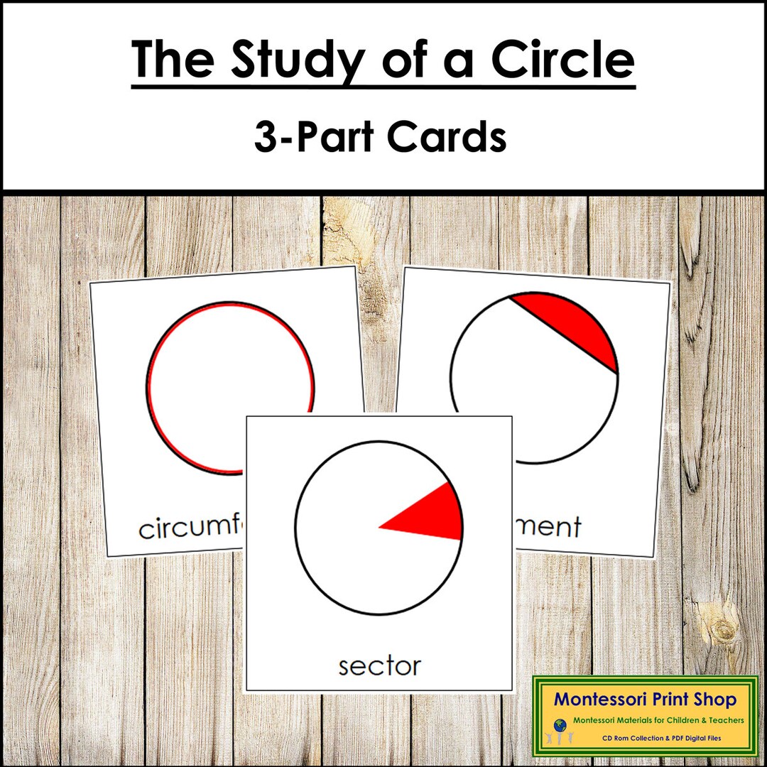 Cartões de 3 partes da nomenclatura do estudo de um círculo Geometria ...