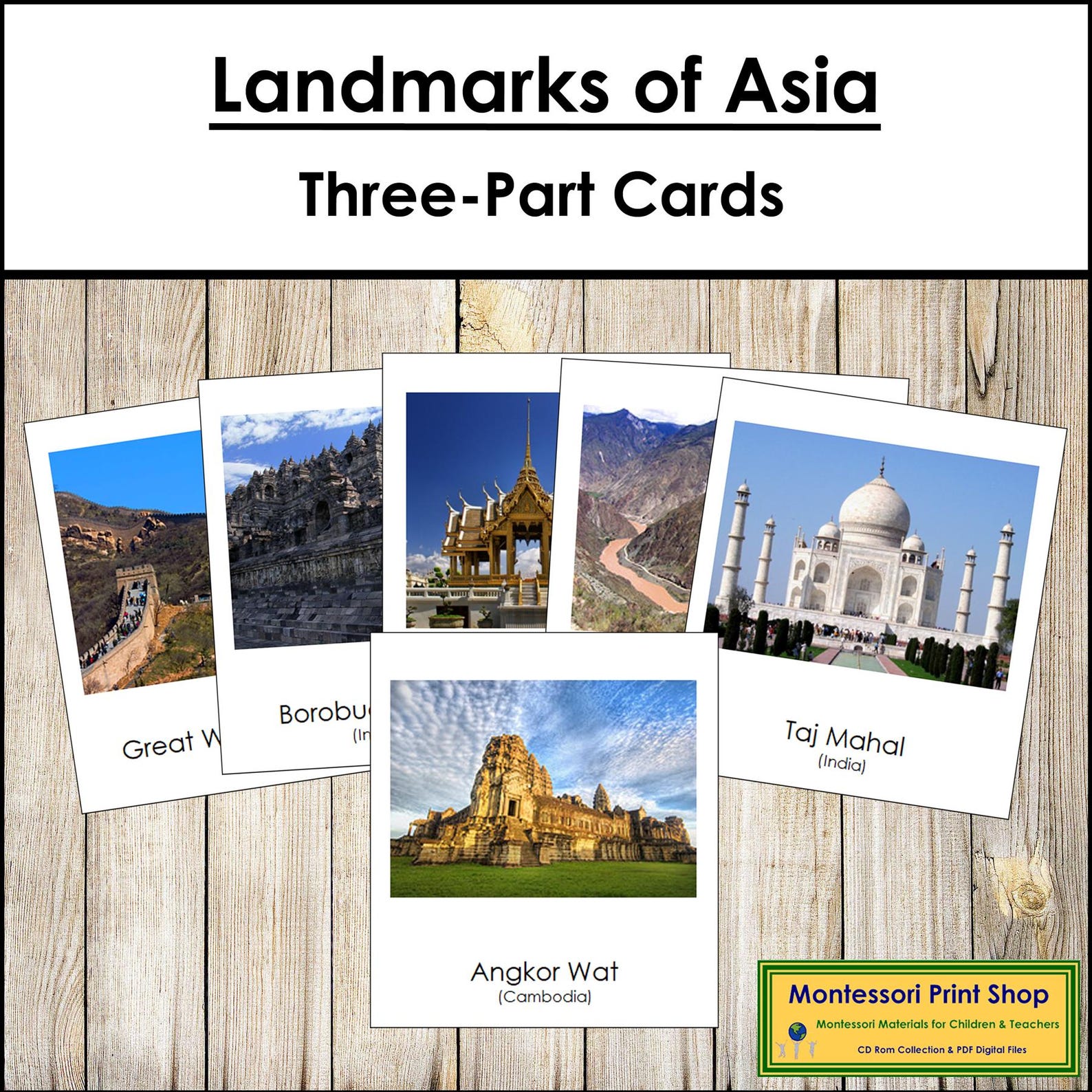 Montessori Landmarks of Asia 3-part Cards - Geography Continent Cards ...