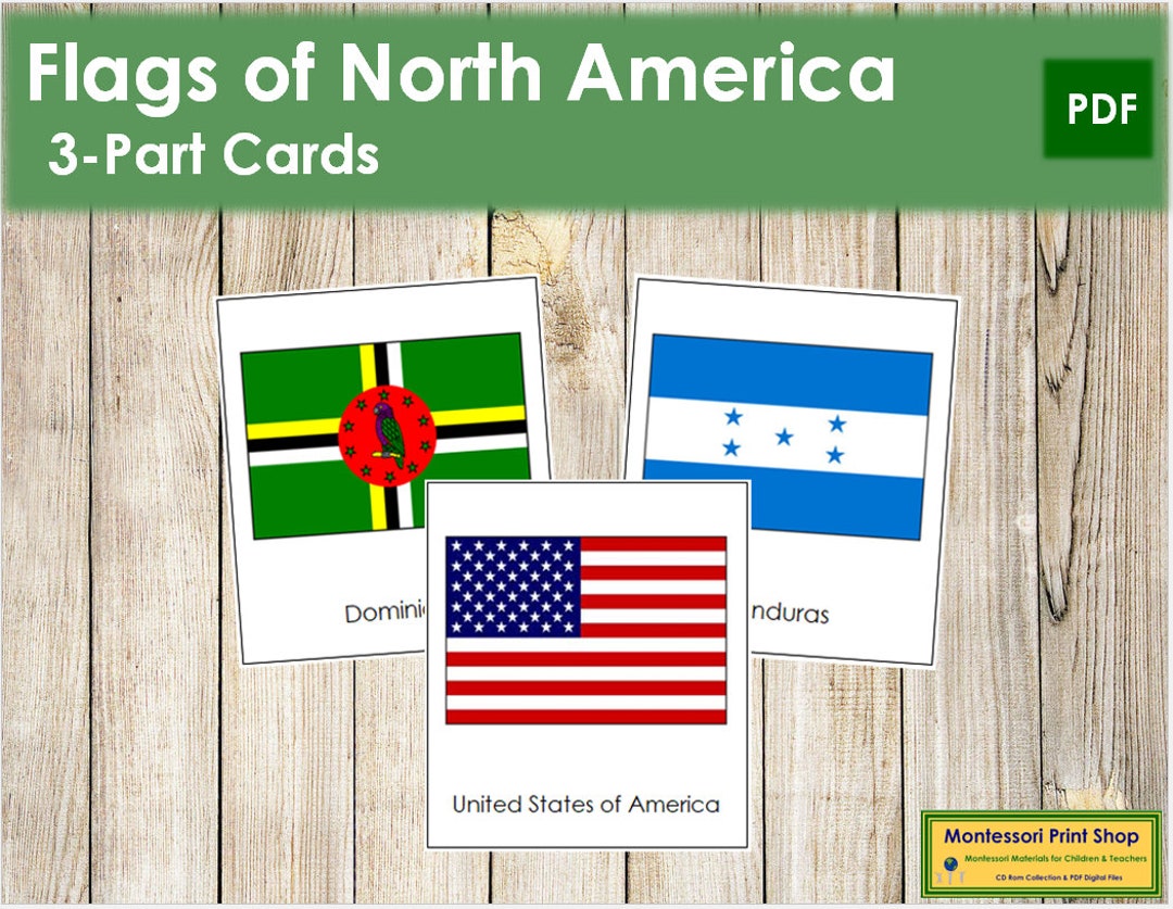 Flags of North America Montessori Continent Cards - Etsy