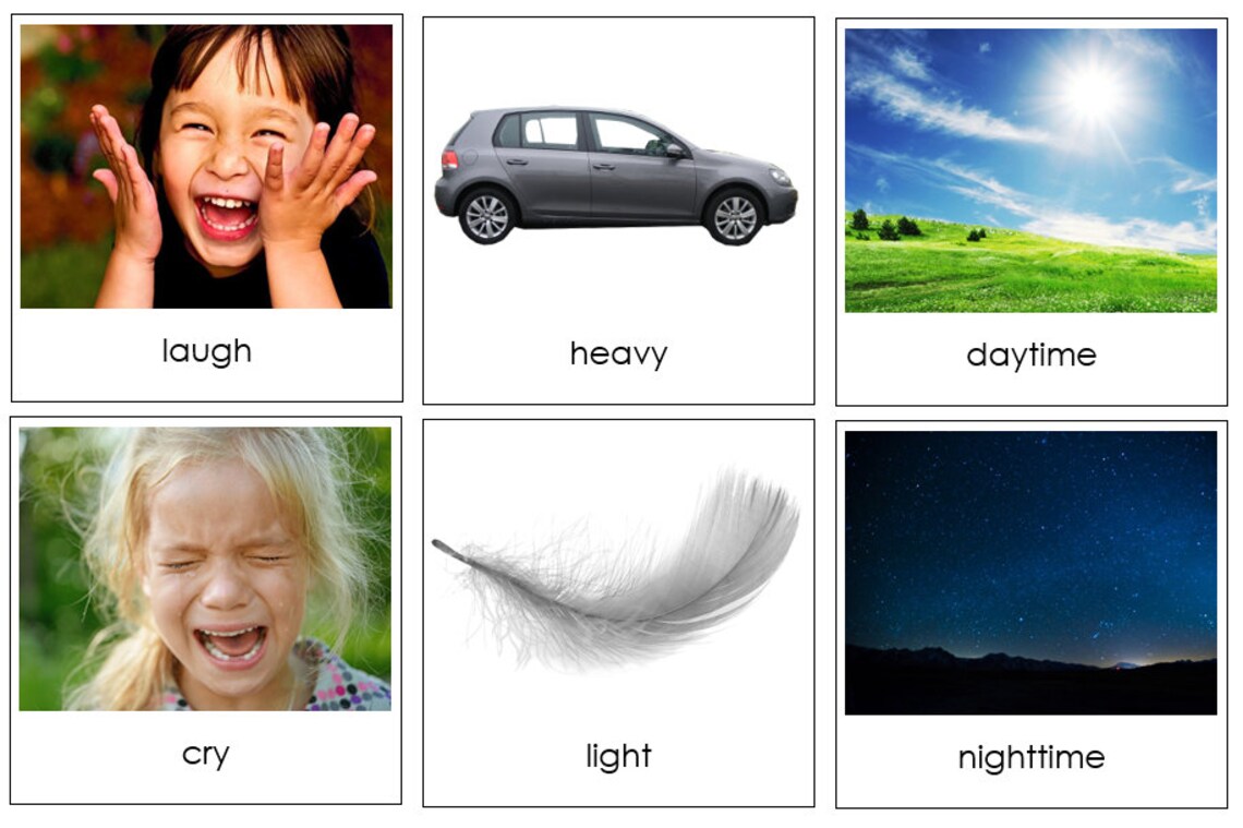 Opposite Matching Cards Montessori Language & Grammar - Etsy