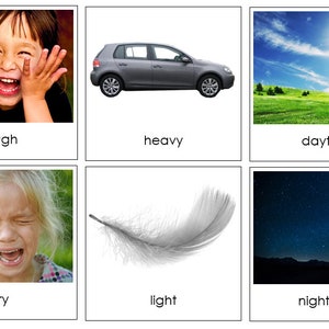 Opposite Matching Cards - Montessori Language & Grammar - Printable ...