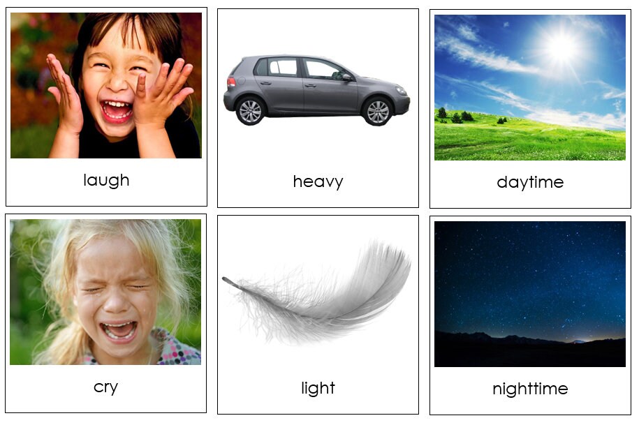 Opposite Matching Cards Montessori Language & Grammar - Etsy