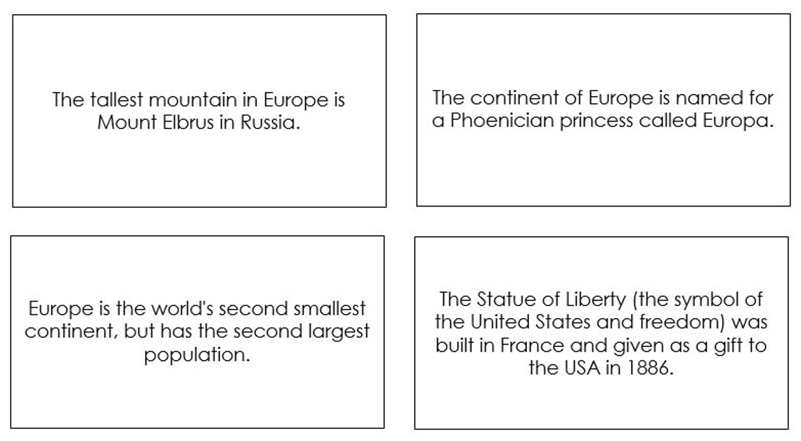 Montessori Fun Facts of Europe Cards - Continent Cards (digital ...