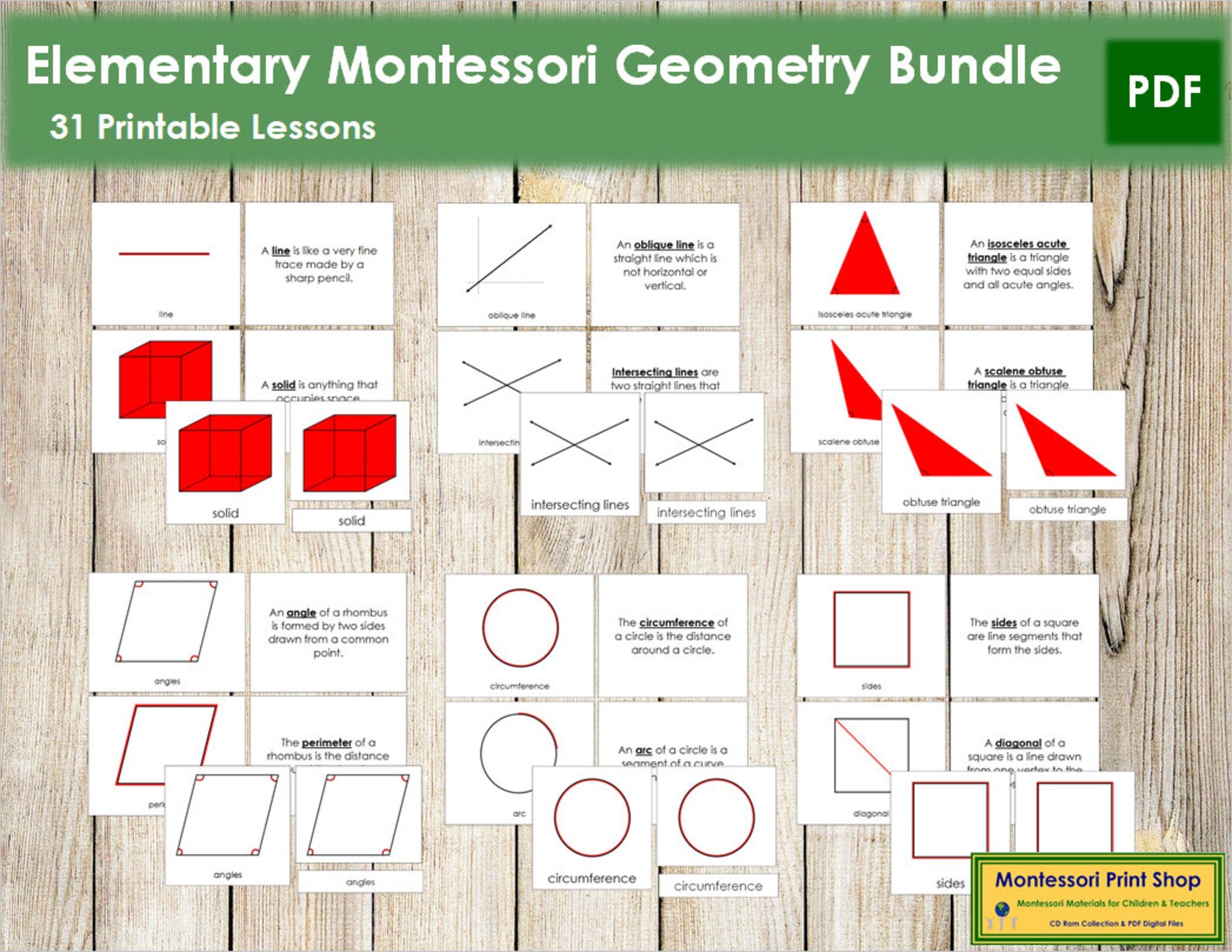 Elementary Montessori Geometry Bundle Math Printable | Etsy