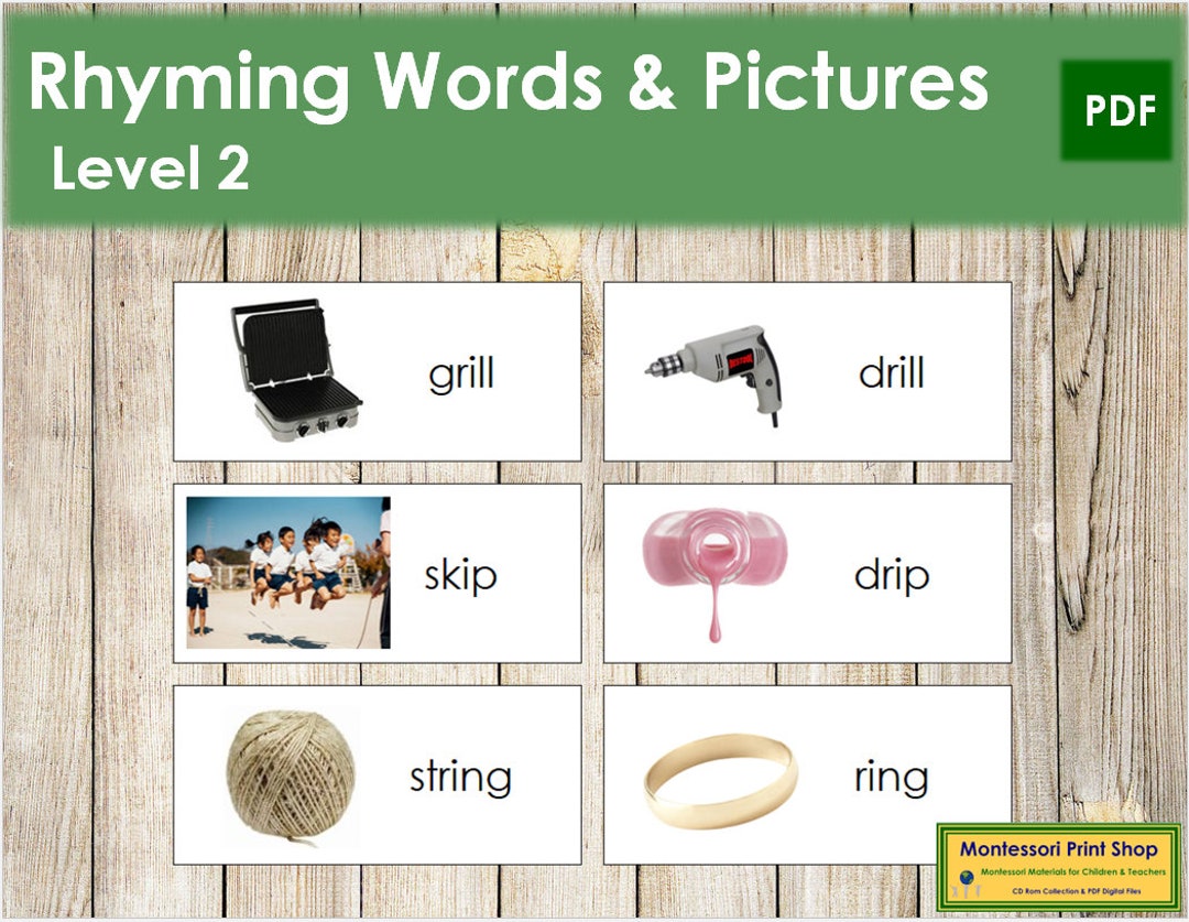 Rhyming Words & Pictures Level 2 Montessori Language - Etsy