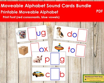 Montessori Moveable Alphabet Sound Cards Bundle Blue/red | Etsy