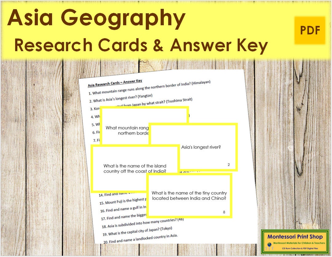Asia Geography Research Cards color-coded Geography - Etsy