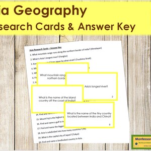 Asia Geography Research Cards color-coded Geography - Etsy