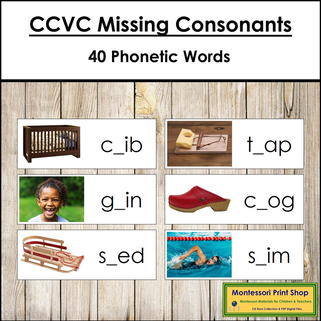 CCVC Missing Consonant Cards - Montessori Language (digital Download ...