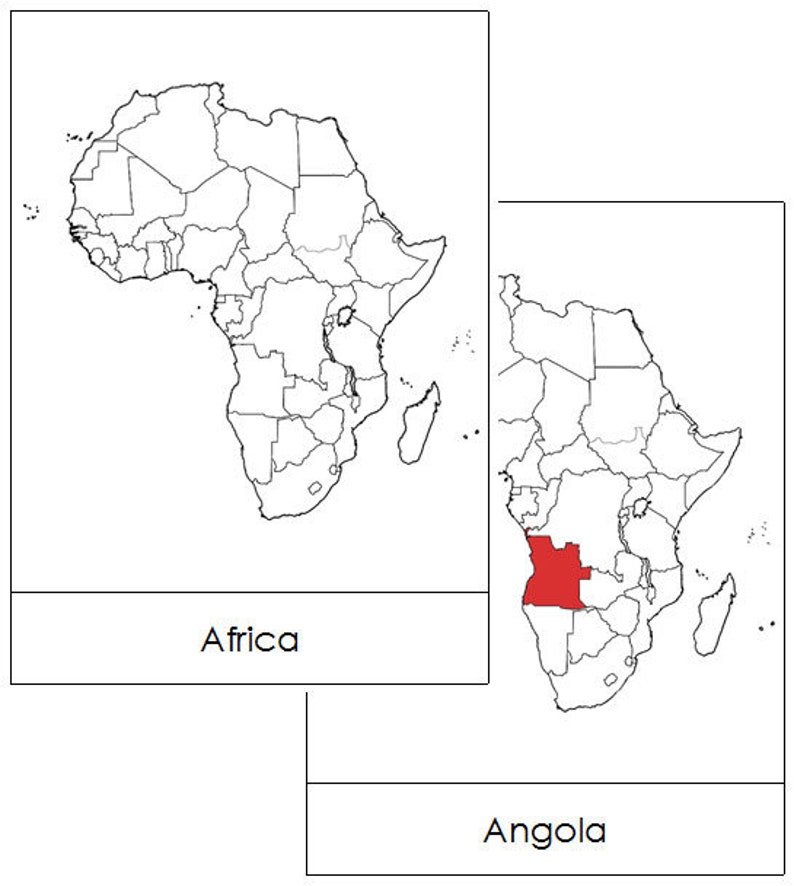 Map of Africa Flashcards - Montessori Geography (digital Download) - Etsy