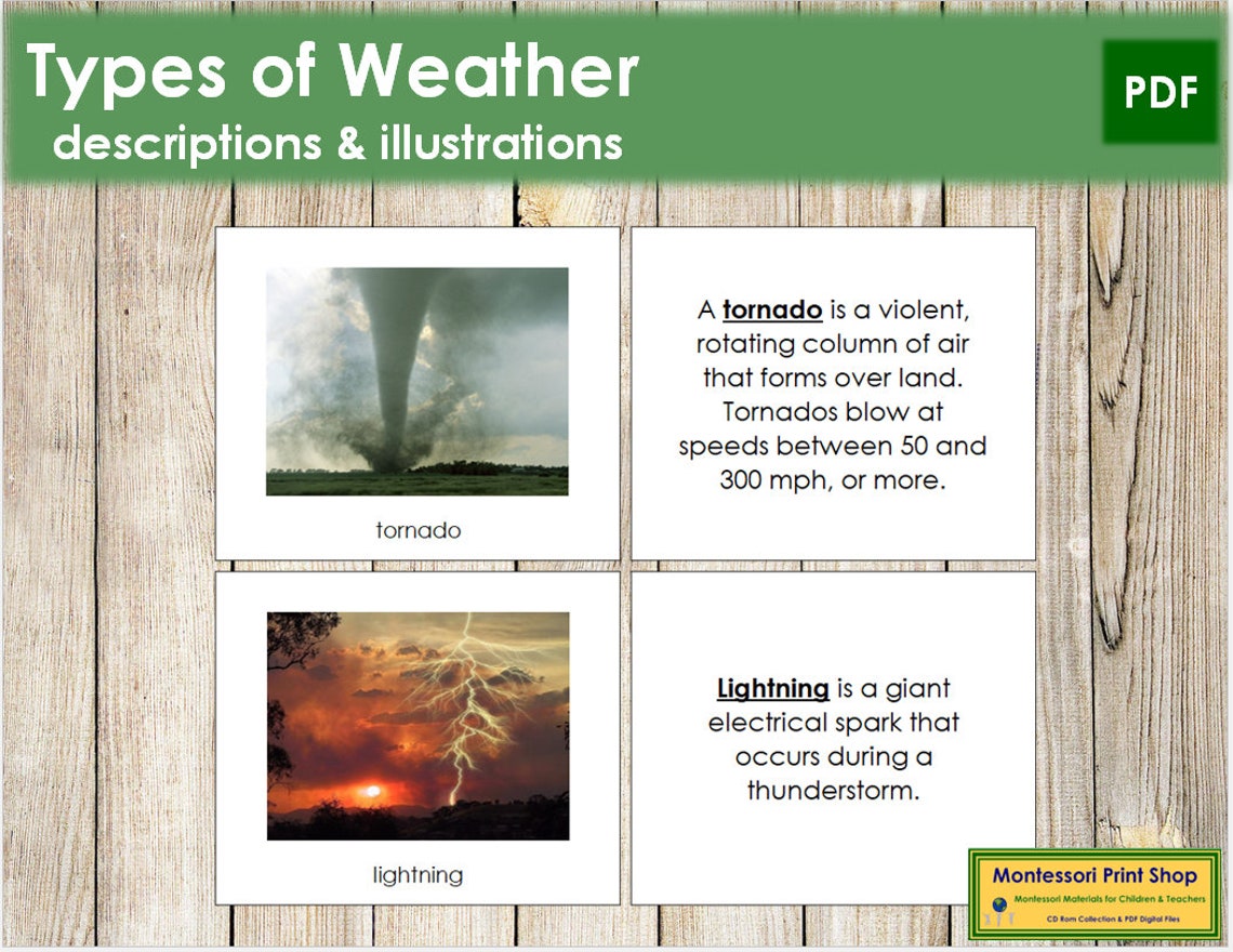Types of Weather Nomenclature Book Science Printable - Etsy