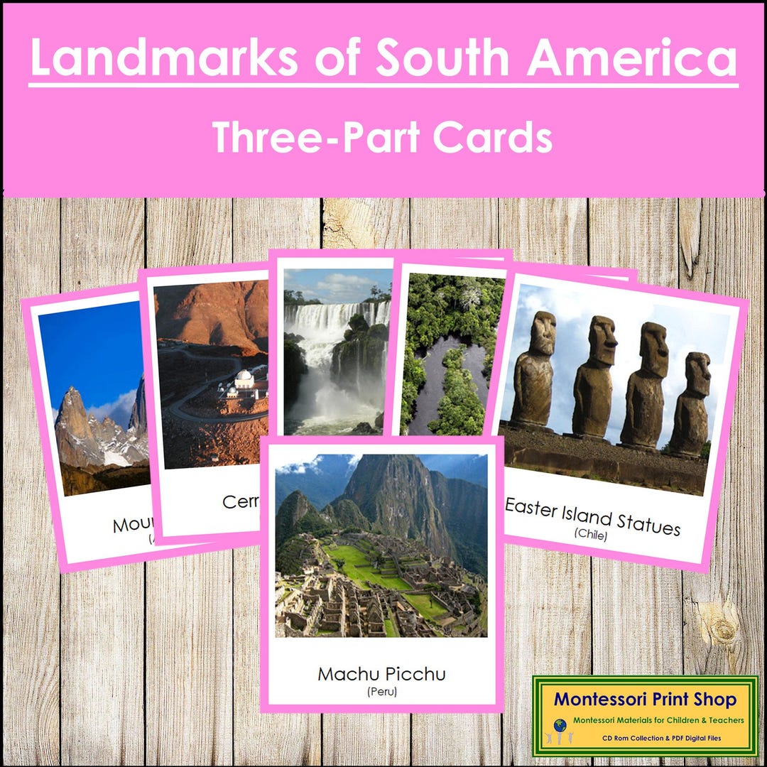 Montessori Landmarks of South America 3-part Cards [color-coded ...