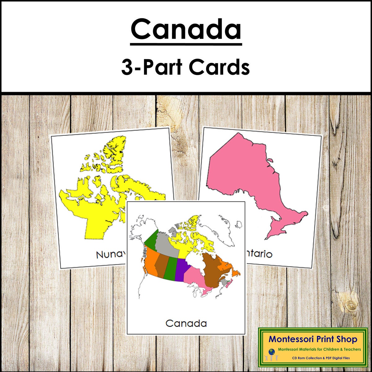 Canadian Provinces & Territories 3-part Cards color-coded - Etsy UK