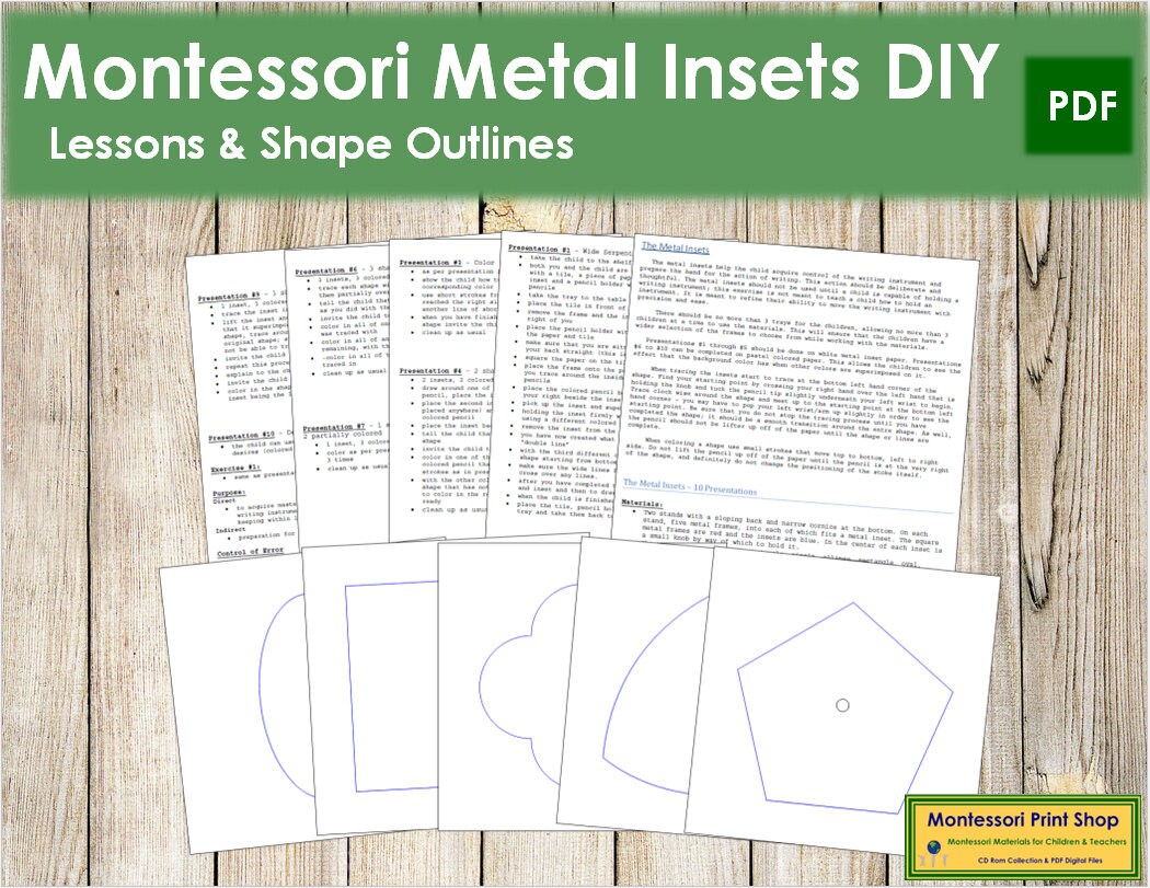 Montessori Metal Insets Lessons & Shapes Sensorial - Etsy