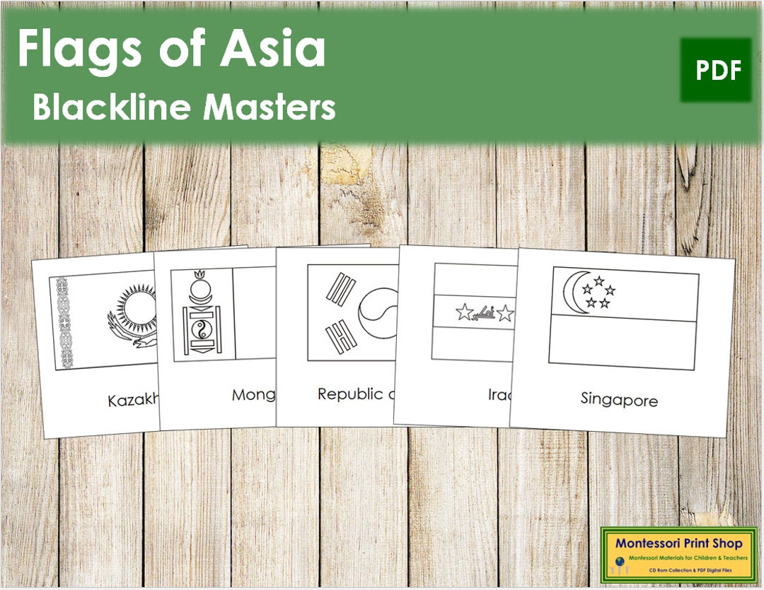 Flags of Asia Blackline Masters Geography Printable - Etsy