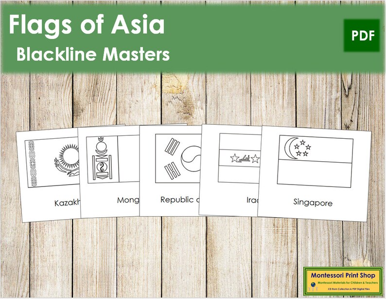 Flags of Asia Blackline Masters Geography Printable - Etsy