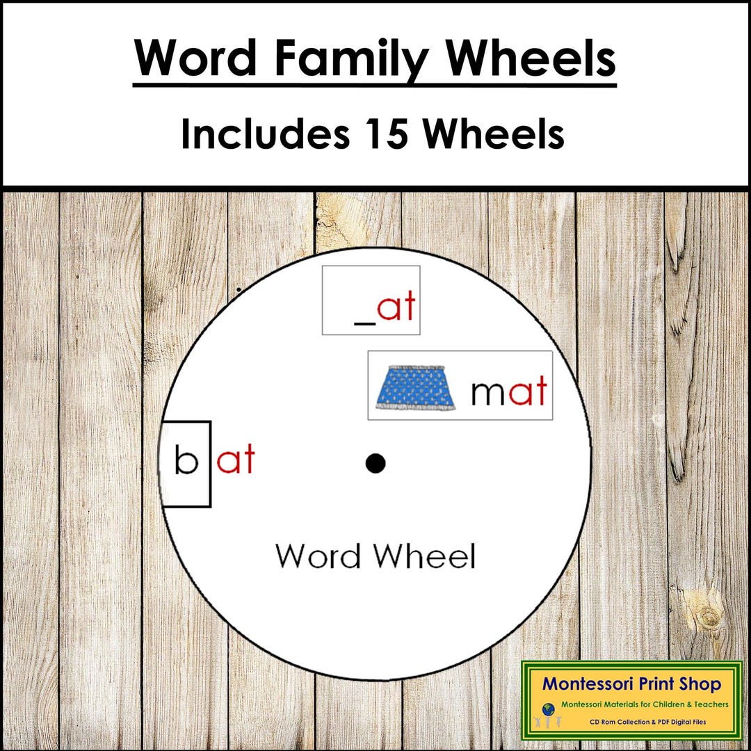 Phonetic Word Family Wheels - Montessori Language/phonics - Printable ...