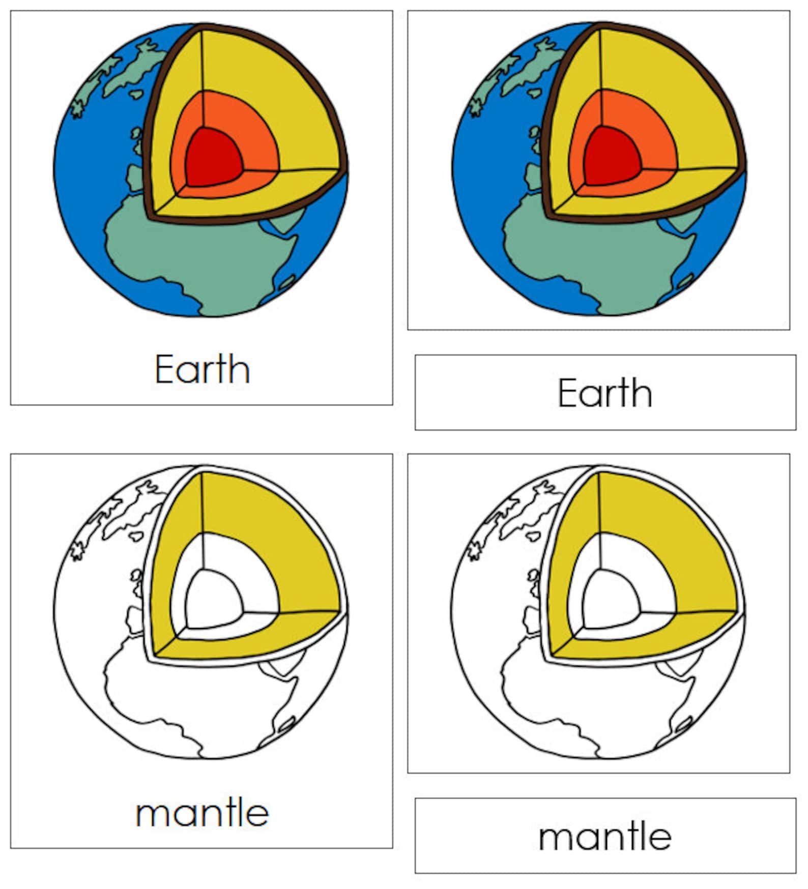 Parts of the Earth 3-part Cards - Montessori Nomenclature - Science ...