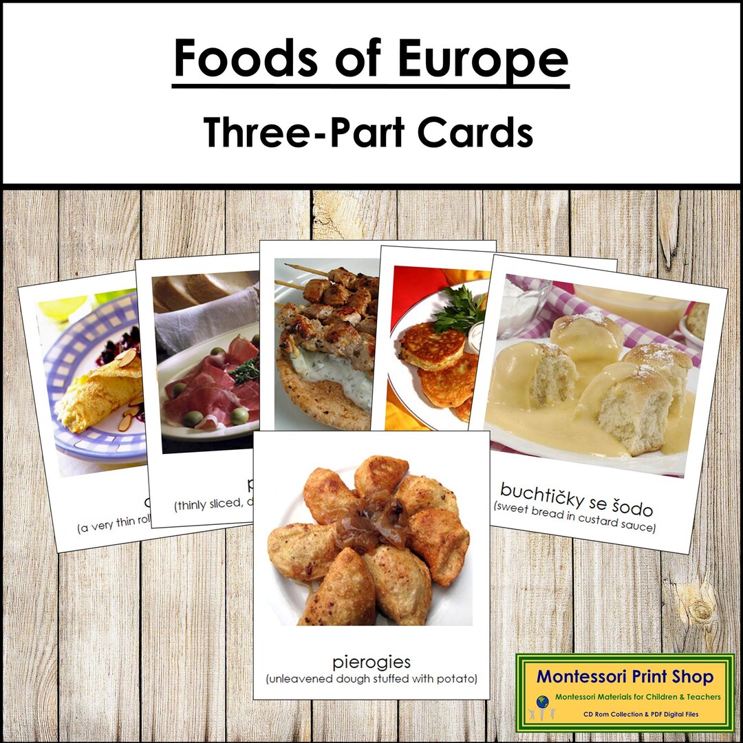 Montessori Foods of Europe 3-part Cards - Geography Continent Cards ...