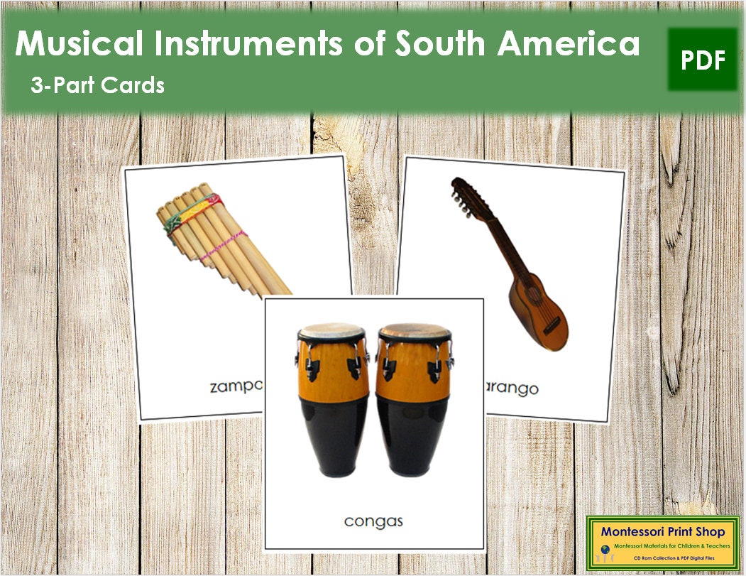 Toys Toys & Games Montessori Nomenclature Cards South American Musical ...
